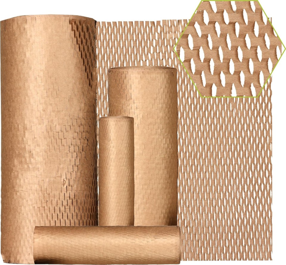 Hexigo Honeycomb Packing Paper Roll - 12"x300' Recyclable Brown Kraft ...