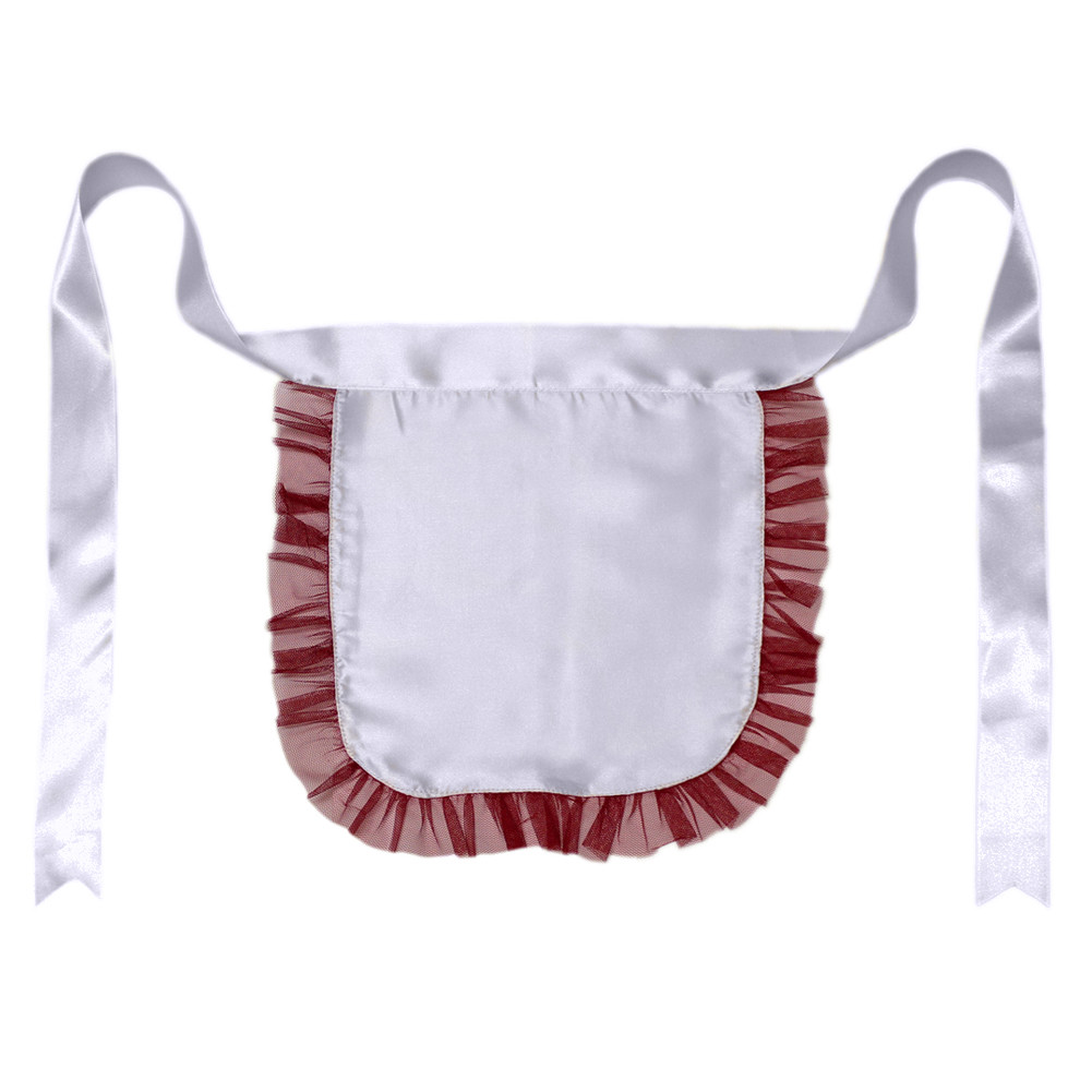 White Satin Apron Red Lace ~ MAID WAITRESS NURSE RED RIDING HOOD ...