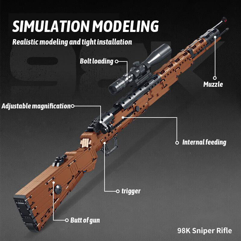 NEW 1022Pcs Model Set 1:1 98K Sniper Rifle Building Blocks Toys ...