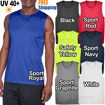 Mens Sleeveless Muscle T-Shirt Shooter Tank Dri Fit Moisture Wicking ...