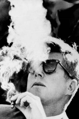 JFK JOHN F KENNEDY SMOKING CIGAR GLOSSY POSTER PICTURE PHOTO BANNER ...