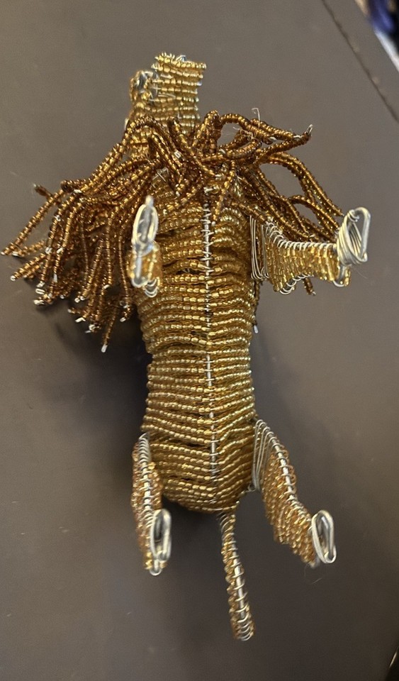 Beaded Wire Lion African Art Sculpture Figurine Colorful Shelf Decor ...