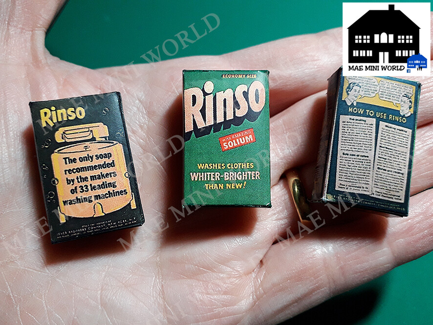 3pcs Miniature boxes, RINSO. Vintage Detergent. Scale 1:12. handmade ...