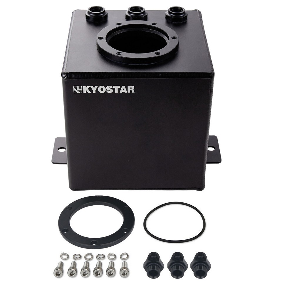 2L High Flow Swirl Fuel Surge Tank AN6 Black For 044 External Fuel Pump ...
