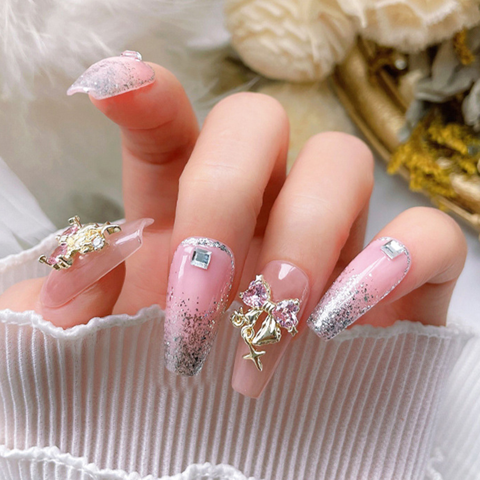 Nail Decoration 3d Decorative Sparkling Cubic Zirconia Bowknot Nail Art ...