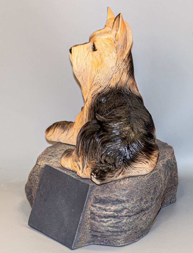 Dog Memorial Stone Yorkshire Terrier Cremation Urn Pet Ashes Statue ...