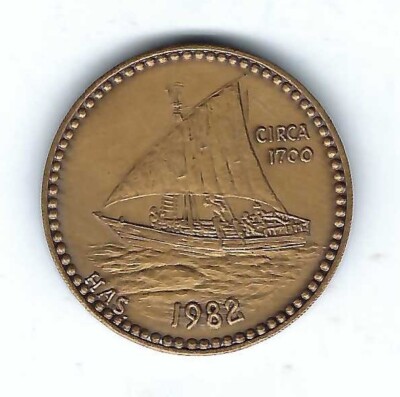 1979 KREWE POSEIDON H. ALVIN SHARPE CIRCA 1700 SAIL SHIP BOAT COIN ...