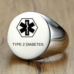 Personalized Engraving Medical Alert Diabetes Men's ID Ring Band ...