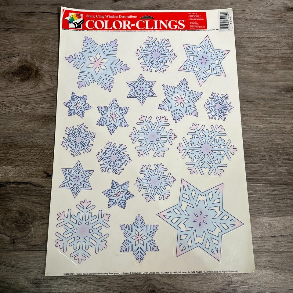 Vintage Christmas Winter Window Color Clings 12"x15" New Old Stock You ...