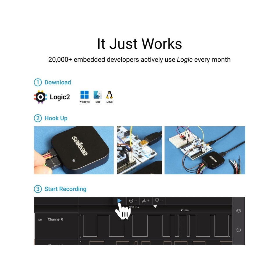 Logic Pro 8 (Red) - Saleae 8-Channel Logic Analyzer - Compatible with ...