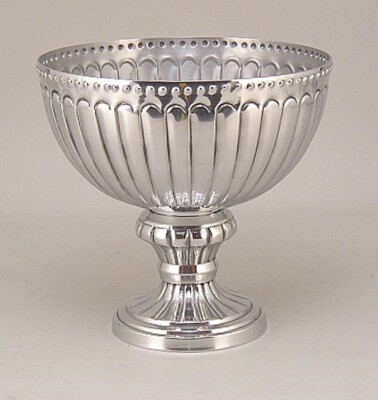 Compote Bowl Vase Polished Aluminum Fluted Pedestal 8"Dia 7.5"High | eBay