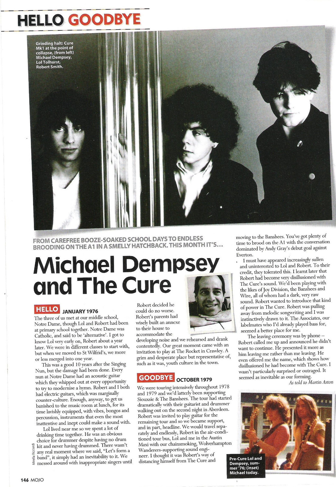 Cure Michael Dempsey leaves UK ARTICLE / clipping | eBay