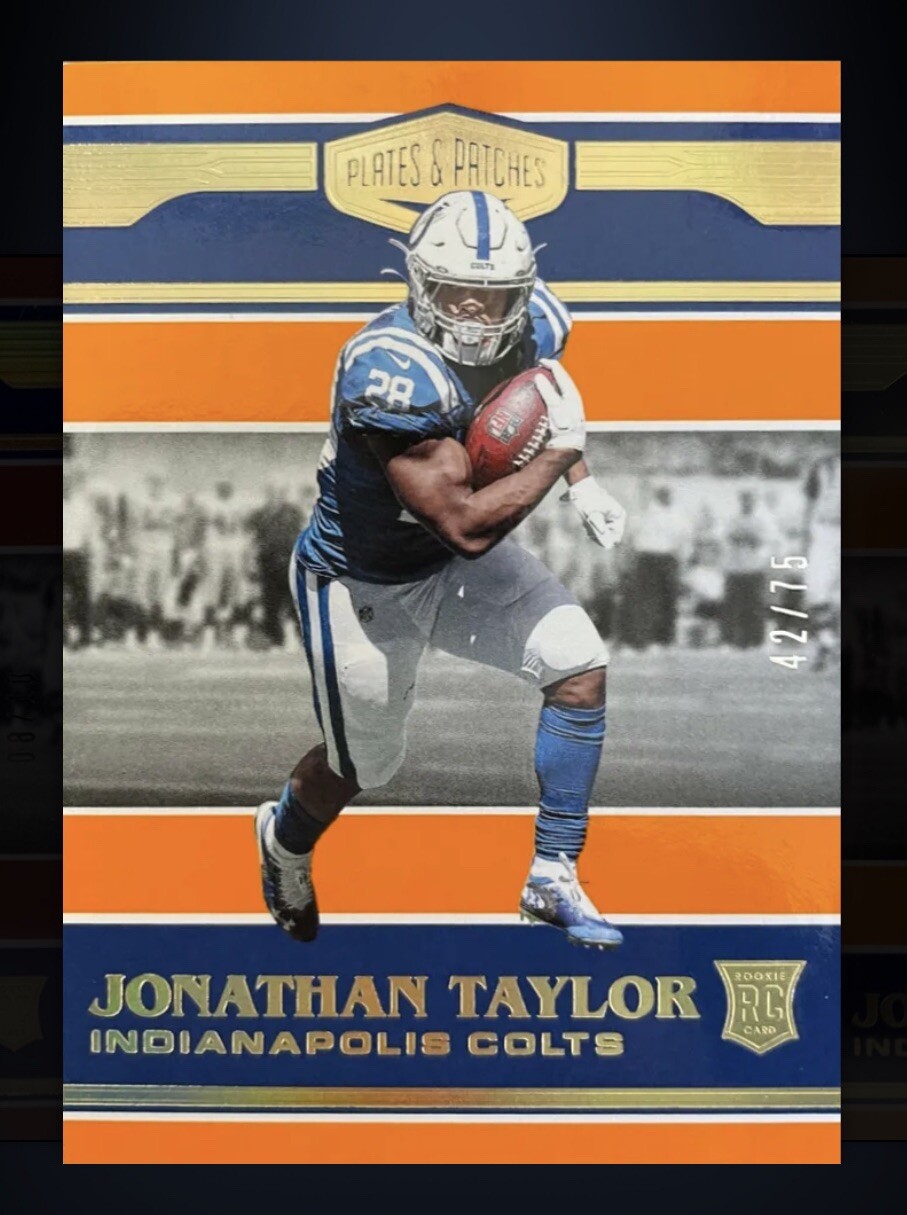 Jonathan Taylor 2020 Panini Plates&Patches Orange #176 RC Rookie SP # 8 ...