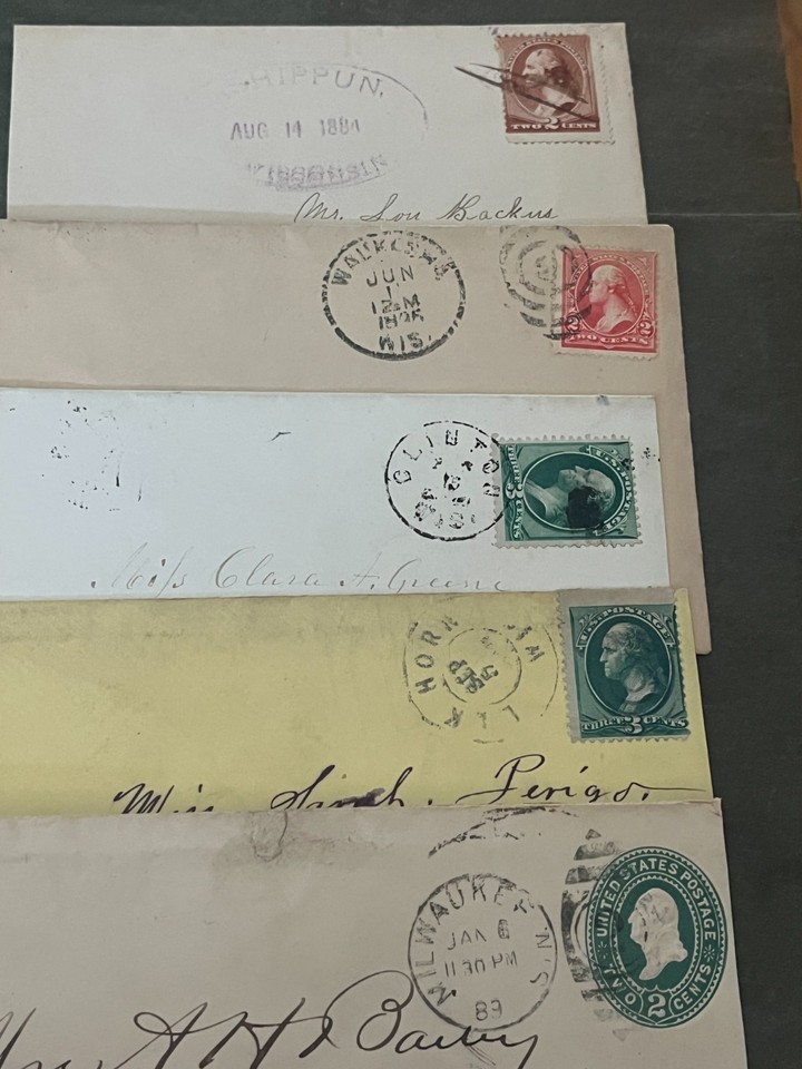 NICE LOT x10 WISCONSIN 1800s L@@K ! DPO +FANCY CANCELS +! STAMPS ...