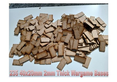 230x 2mm MDF Bases 40mm x 20mm . For DBM, DBA, FOG Or DBMM warmaster ...