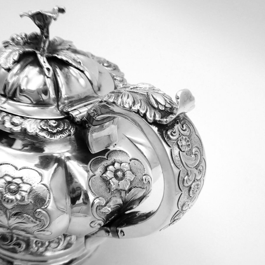 Victorian Ornate Tea Pot Sterling Silver 1838 William Hewitt London ...