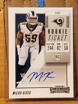 Micah Kiser 2018 Contenders Rookie Ticket Autograph Los Angeles Rams LB ...