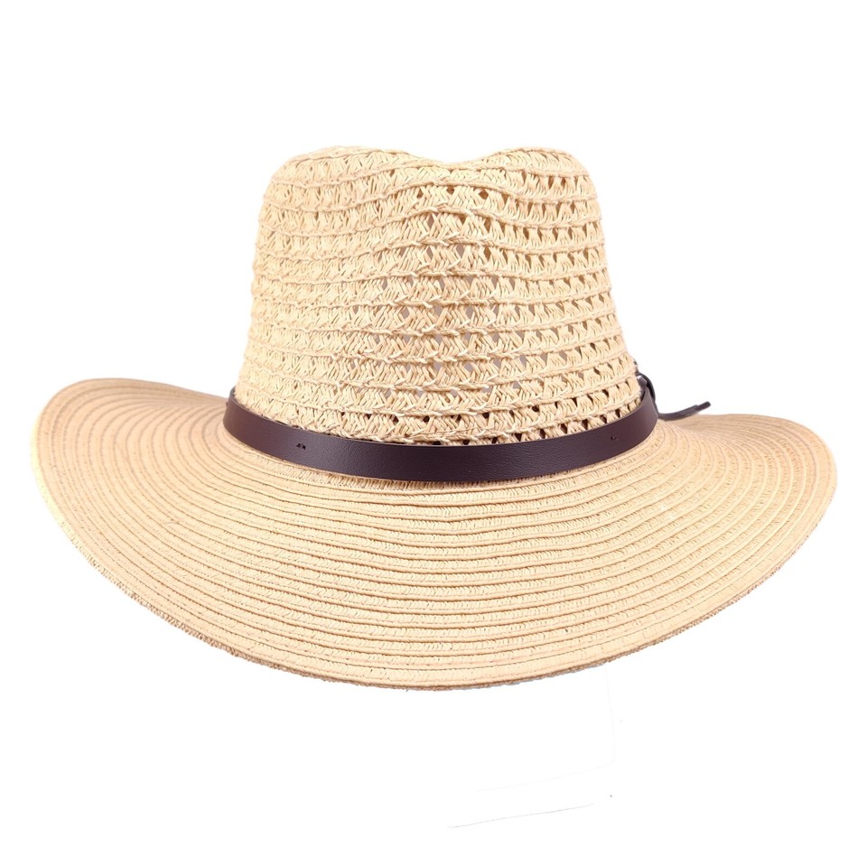 Mens Tan Safari Hat Vented Woven Paper Straw Outback Size XL Unisex ...