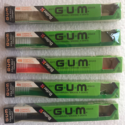 Butler GUM Soft Toothbrush 409 Compact.Small Soft Removable Tip Vintage ...