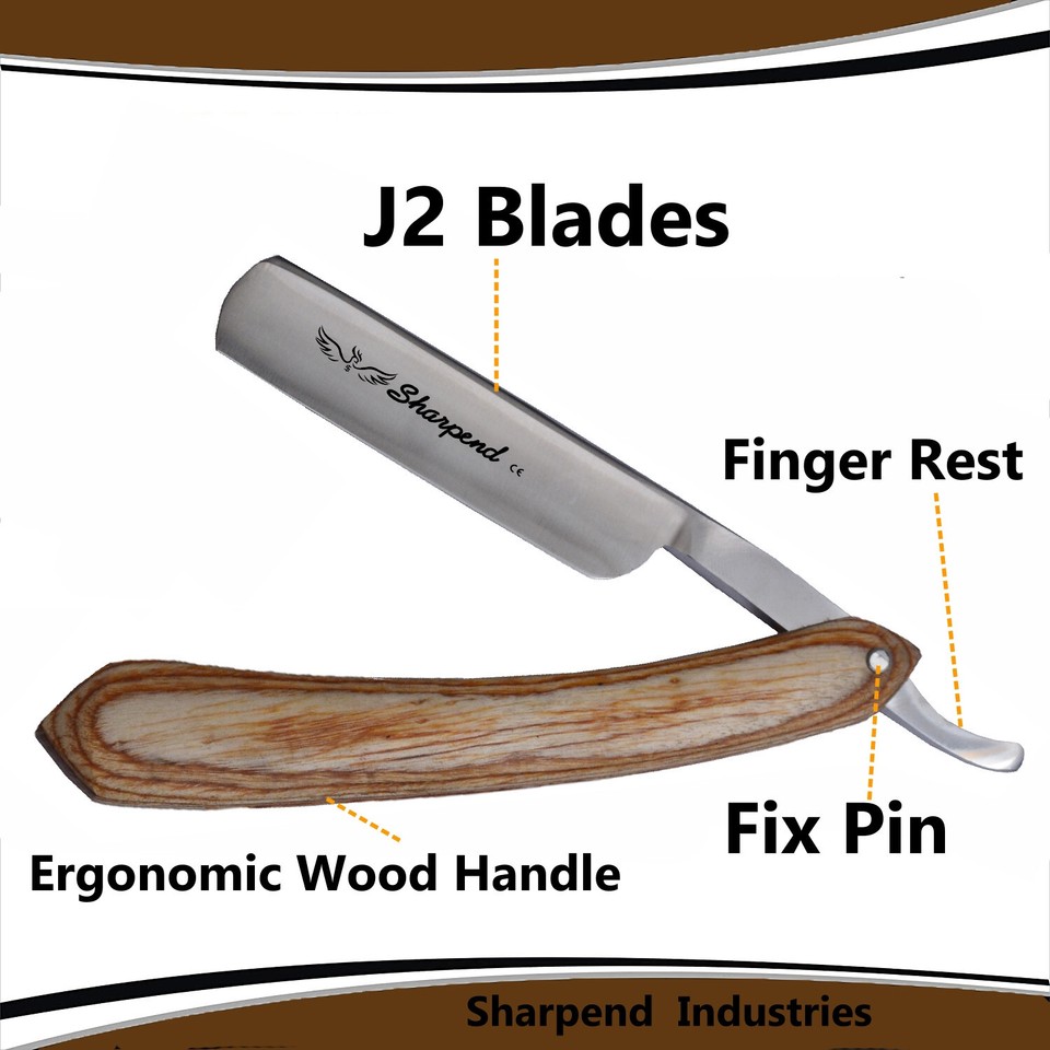 BARBER SALON STRAIGHT CUT THROAT WET SHAVING RAZOR+SHARPENING LEATHER ...