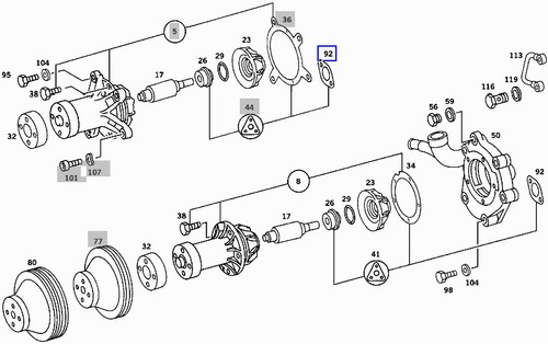 Mercedes Diesel Engine Water Pump Seal Gasket A6162030180 New Genuine ...
