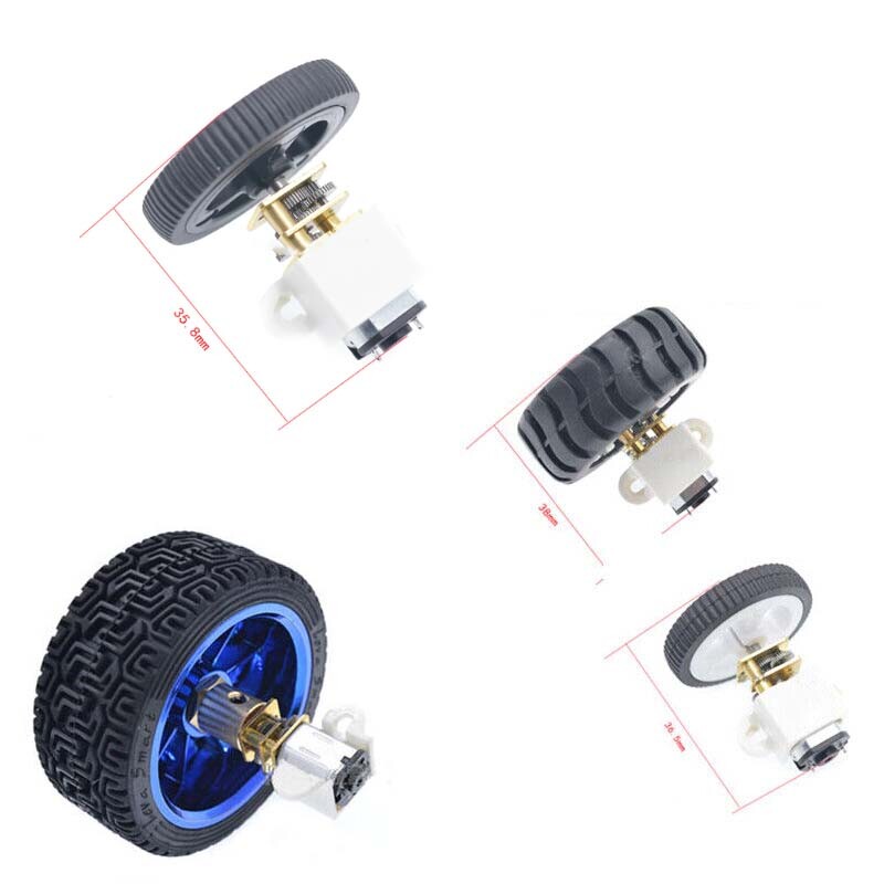 N20 Geared Motor, Motor + Coupling with Tyre + Bracket + Screws Robot ...