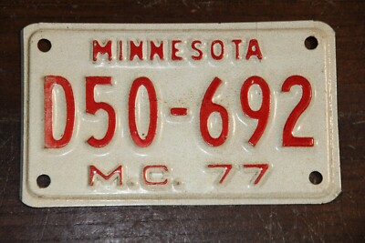 1977 MINNESOTA License Plate ** MOTORCYCLE ** '77 MINN MC | eBay