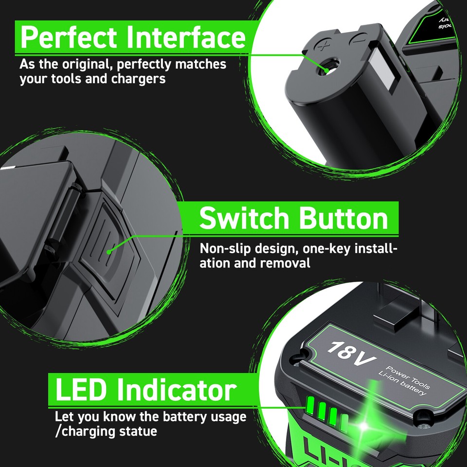 Replace 18V 8.0AH For Ryobi P108 One Plus Lithium Battery RB18L50 ...