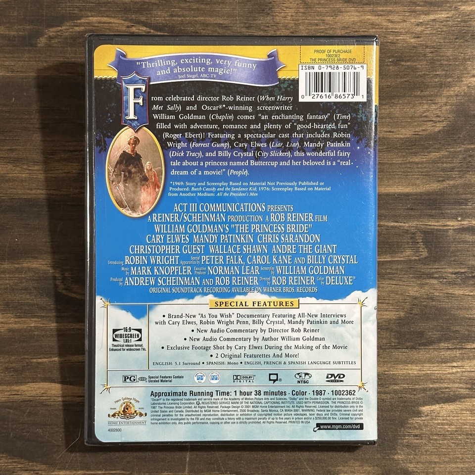The Princess Bride DVD Special Edition Robin Wright Mandy Patinkin New ...