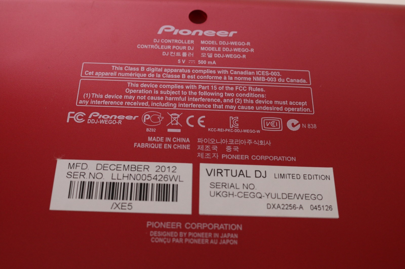 Pioneer DDJ-WeGO-R DJ MIDI Controller Compact Dual Deck DDJ WeGO Red | eBay