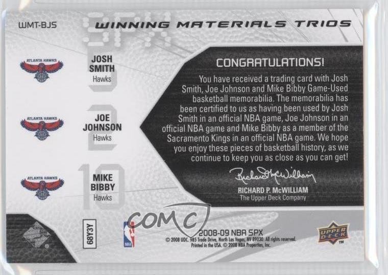 2008 SPx Winning Materials Trios Josh Smith Joe Johnson Mike Bibby #WMT ...
