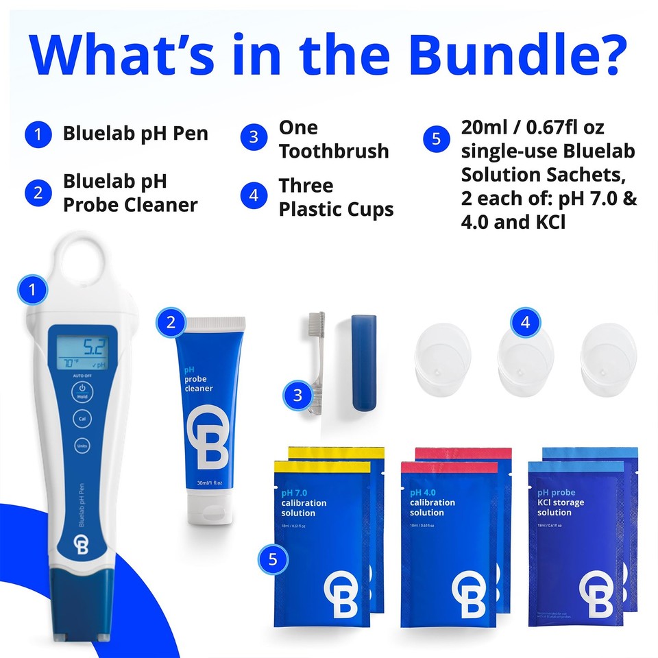 Bluelab pH Pen Meter and Probe Care Kit with Calibration Supplies ...