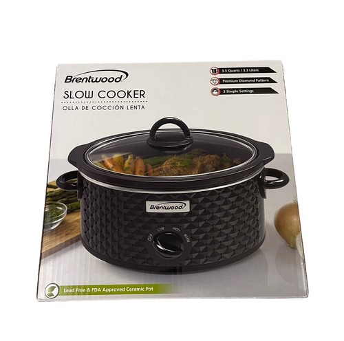 3.5 Quart Slow Cooker Diamond Pattern Cool Touch Handle Crock Pot ...