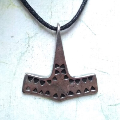 Viking Danish Hammered Mjolnir Thor Hammer Pendant Cord Necklace Asgard ...