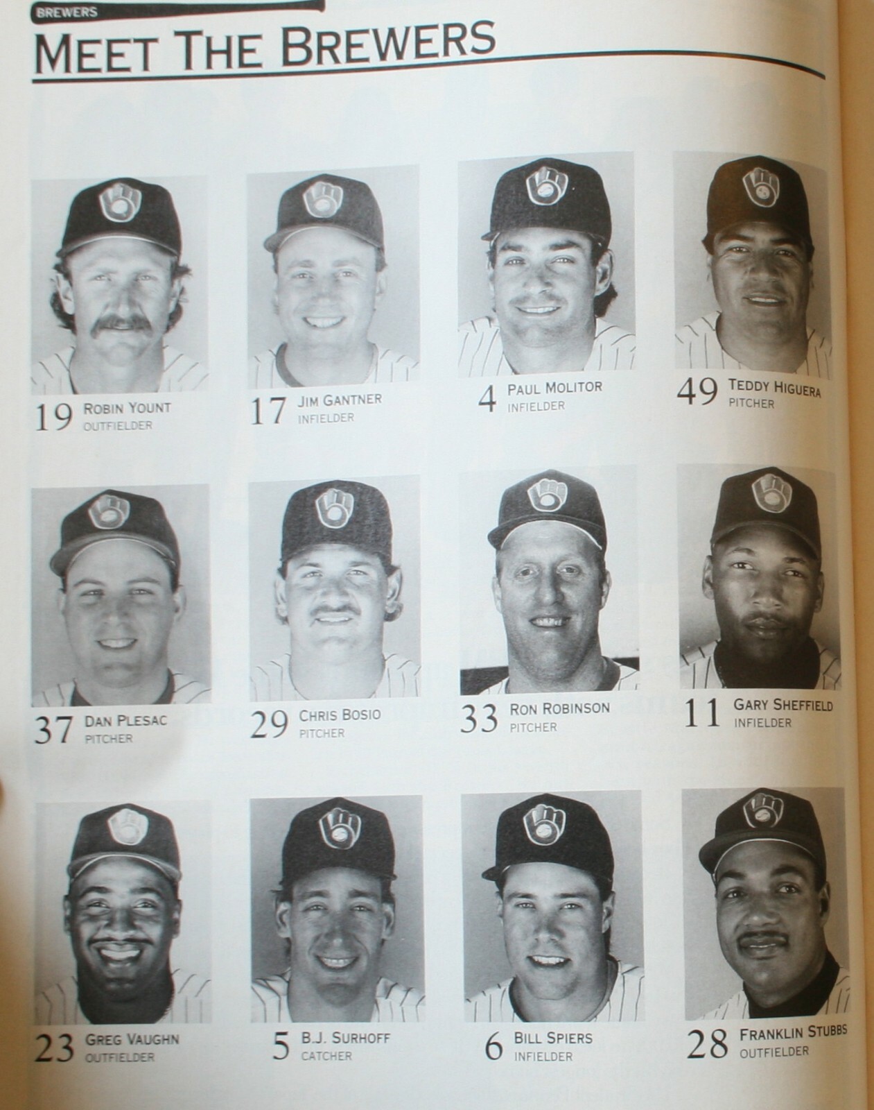 1991 Milwaukee Brewers vs Texas Rangers Program Yount Molitor Sierra | eBay