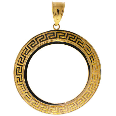 14k Yellow Gold 4 Prong 5.00 Dollar 1/10 oz American Eagle Greek Key ...