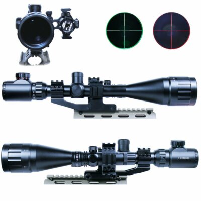 6-24x50 Rifle Scope Hunting Mil-dot Illuminated & Red Laser Sight Combo ...