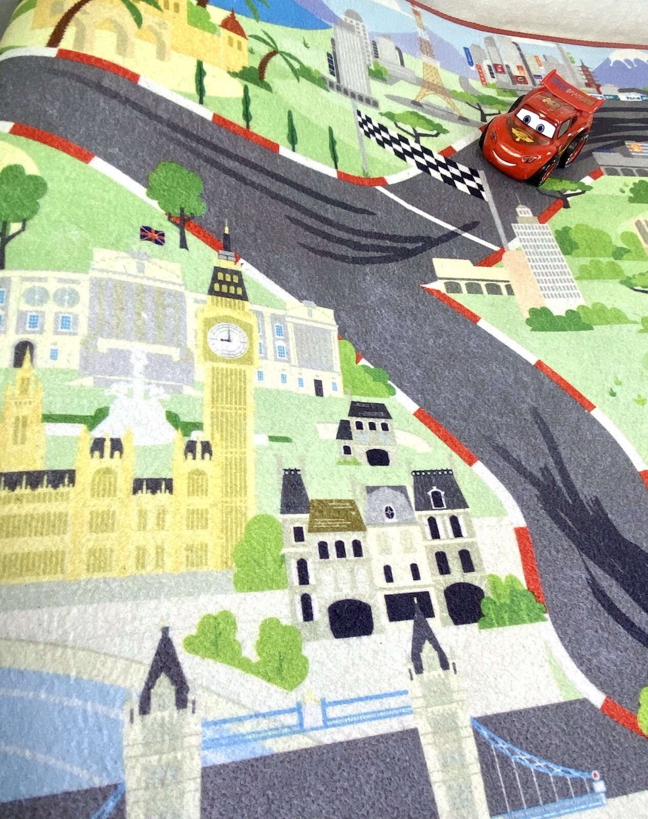 Disney Pixar Cars 2 Rug Play Mat Carpet Road With two Pull Back Race ...