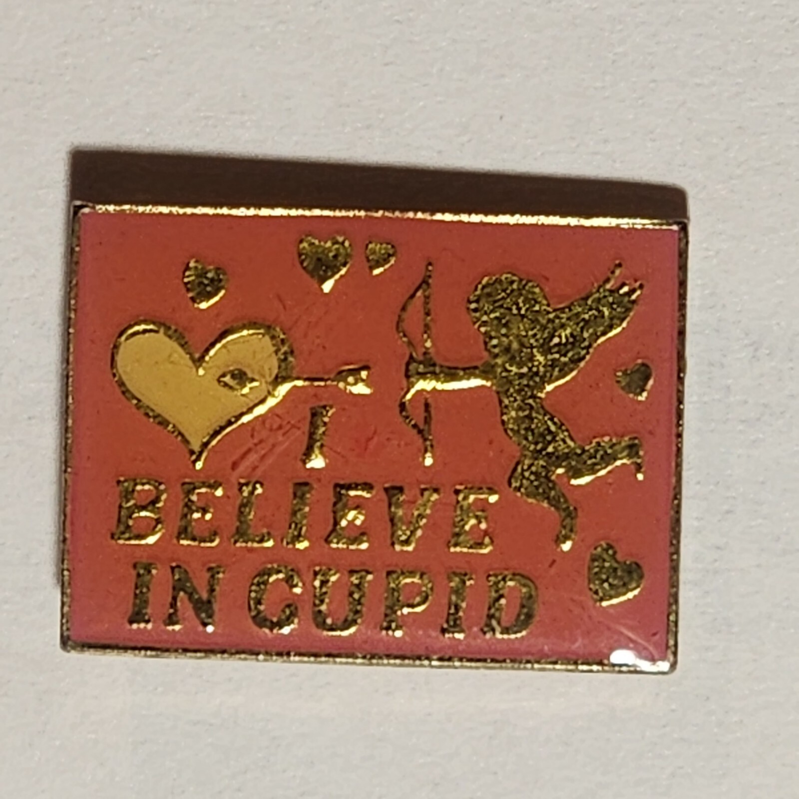 Cupid Dark Pink Pinback I Believe In Cupid Enamel Gold Tone Lapel Pin ...