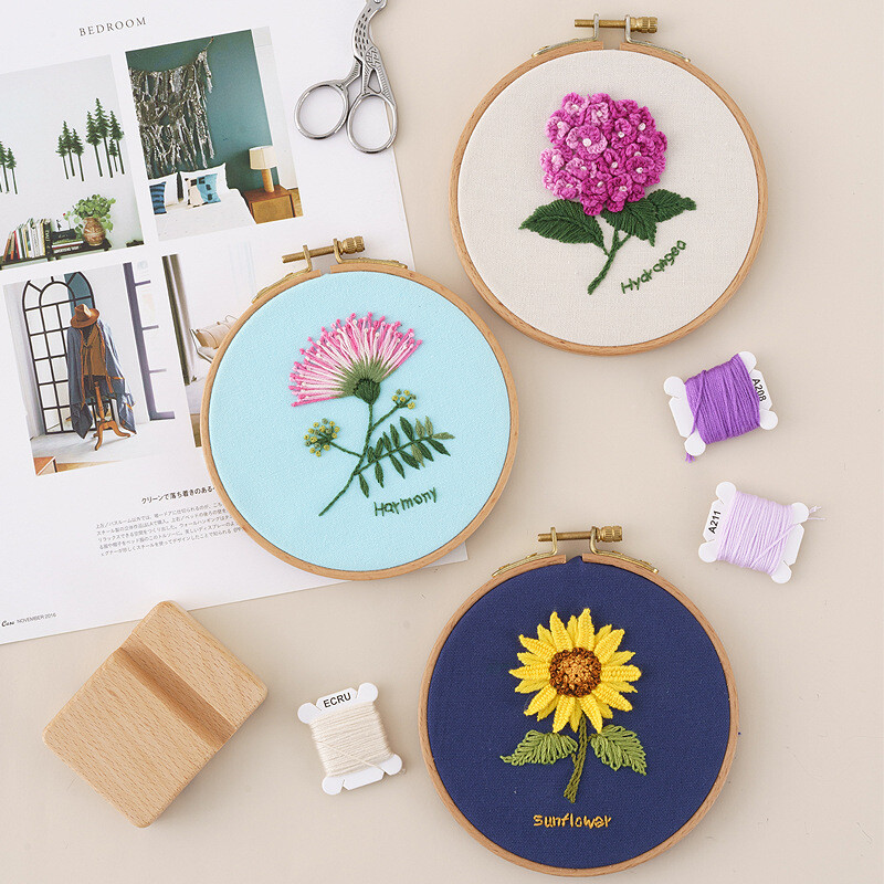 DIY Embroidery Kit for Beginners Flower Pattern Cross Stitch Needlework ...