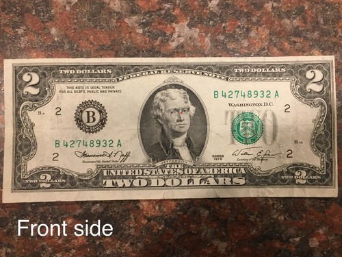 1976 series $2 dollar bill mint error: off center design/seal, great ...