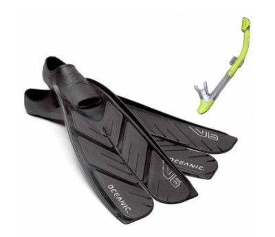Oceanic Vortex V6 Full Foot Fins with FREE dry snorkel Brand New! MADE ...