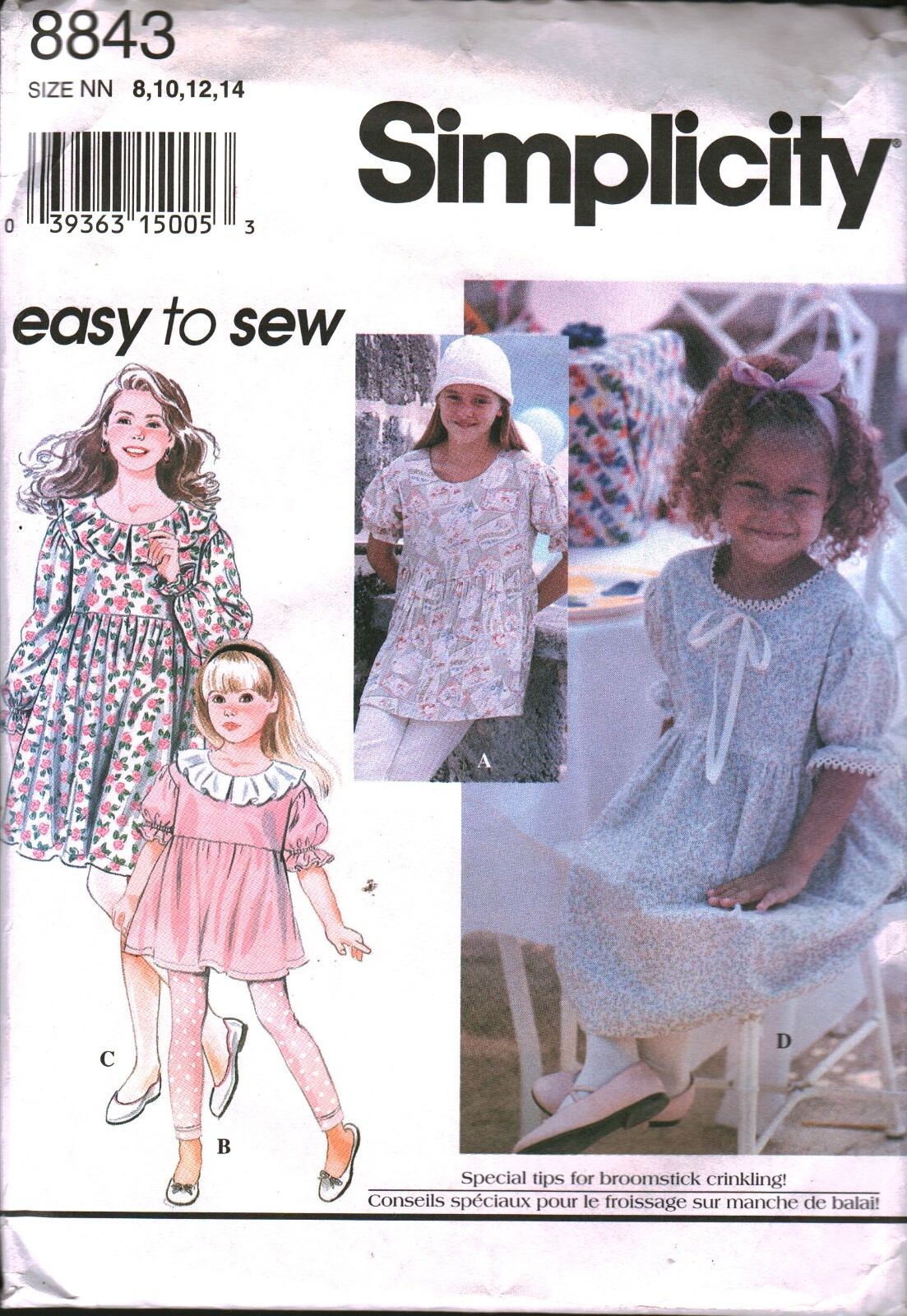 8843 Vintage Simplicity Sewing Pattern 1990s Girls Dress Tunic Leggings ...