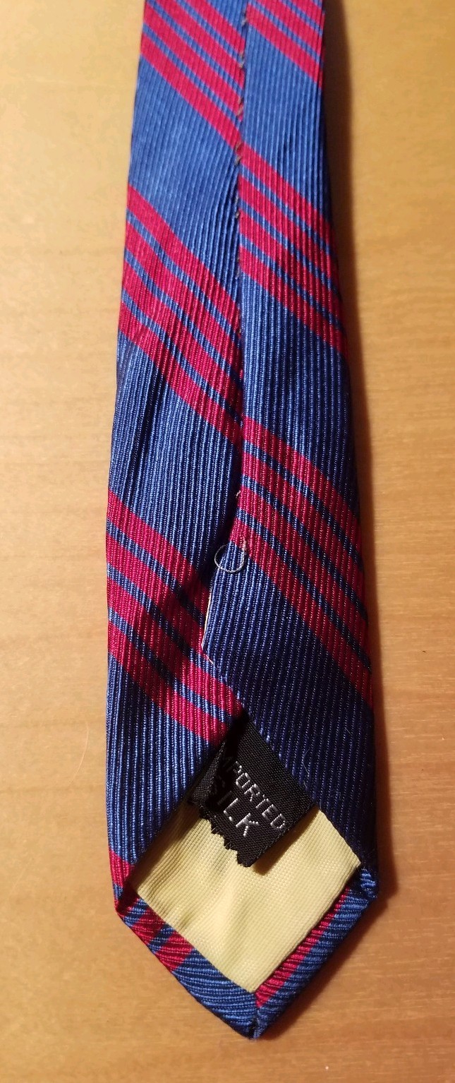 Vtg 1970s Mod PreppyTrad Blue & Red Stripe Wide Silk Rep Tie | eBay