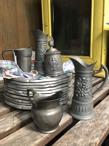 Pewter Decorative Miniature Vases 5 pieces total - approx. 4 1/2" x 3 ...