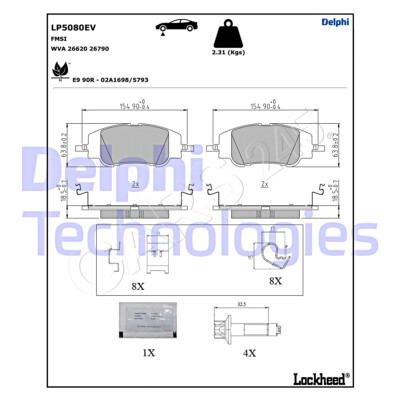 DELPHI Disc Brake Pad Set For CITROEN C4 III X DS PEUGEOT 19-22 ...