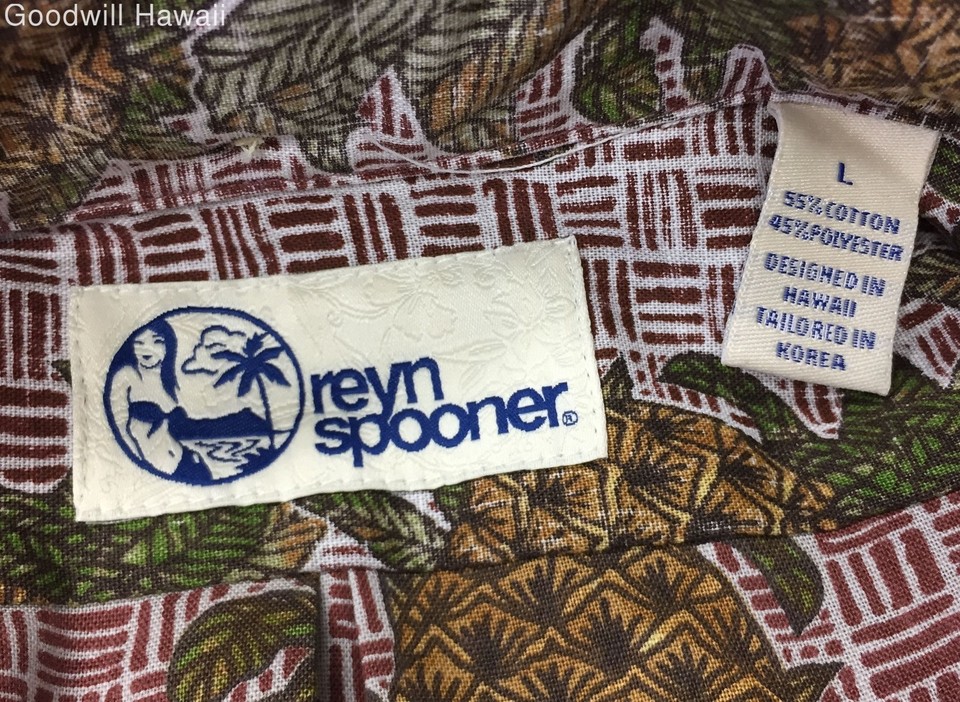 REYN SPOONER Multi-pattern Button Hawaiian Aloha Tropical Shirt Men ...