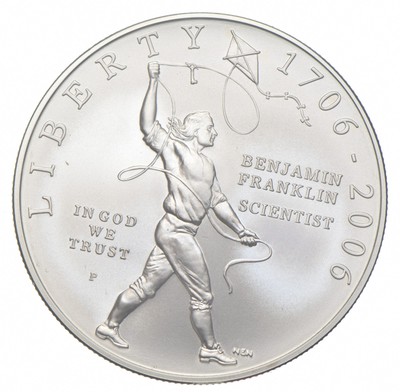 2006-P Unc Ben Franklin Scientist Commemorative Silver Dollar $1 *9257 ...