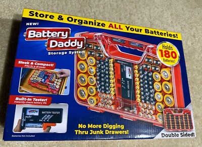 Battery Daddy Battery Organizer Storage Case with Tester -Protects 180 ...