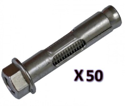 50 x Dynabolt 10mm x 75mm Sleeve Anchor Hex Stainless G316 Dyna Masonry ...